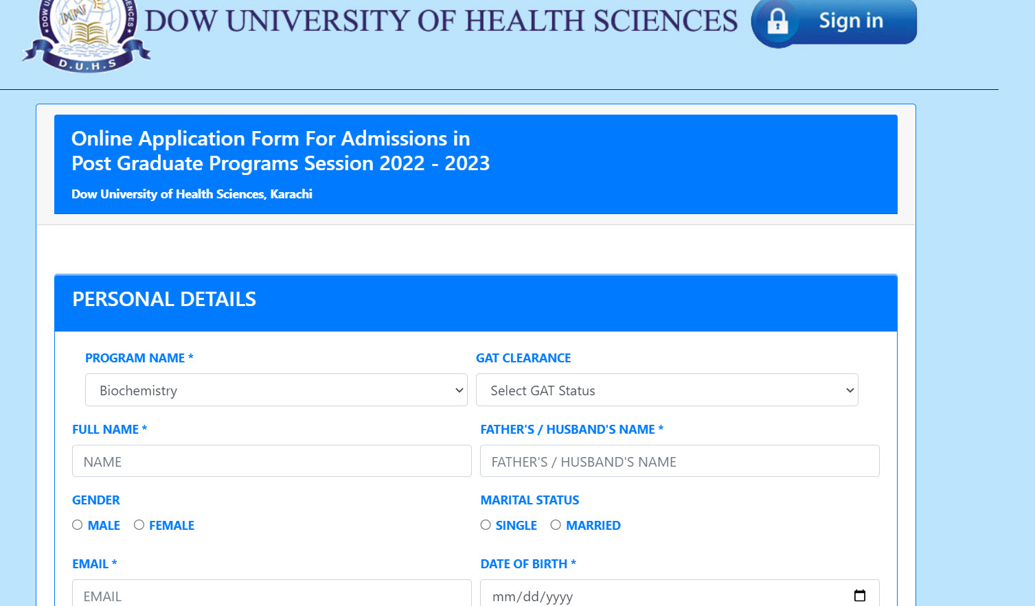 Dow University Of Health Sciences Admission 2025 - MBBS.Com.Pk